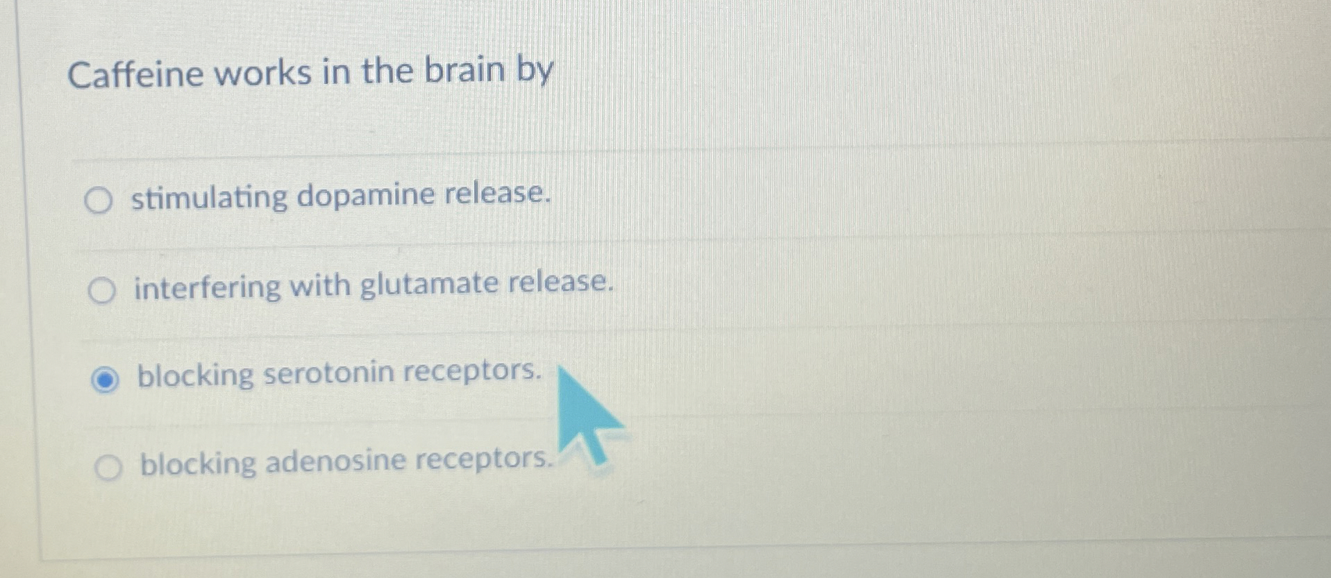 Solved Caffeine works in the brain bystimulating dopamine | Chegg.com