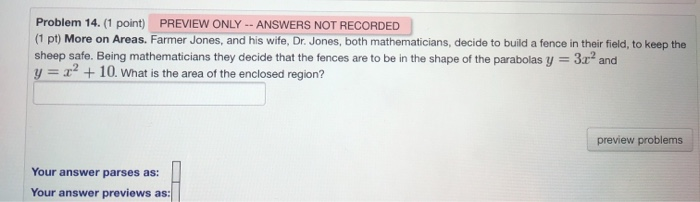 Solved Problem 5. (1 point) PREVIEW ONLY -- ANSWERS NOT | Chegg.com