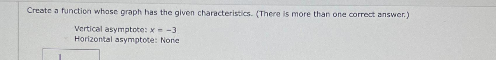 Solved Create a function whose graph has the given | Chegg.com