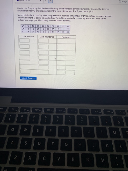 Solved 0/1 pt Construct a Frequency distribution table using | Chegg.com