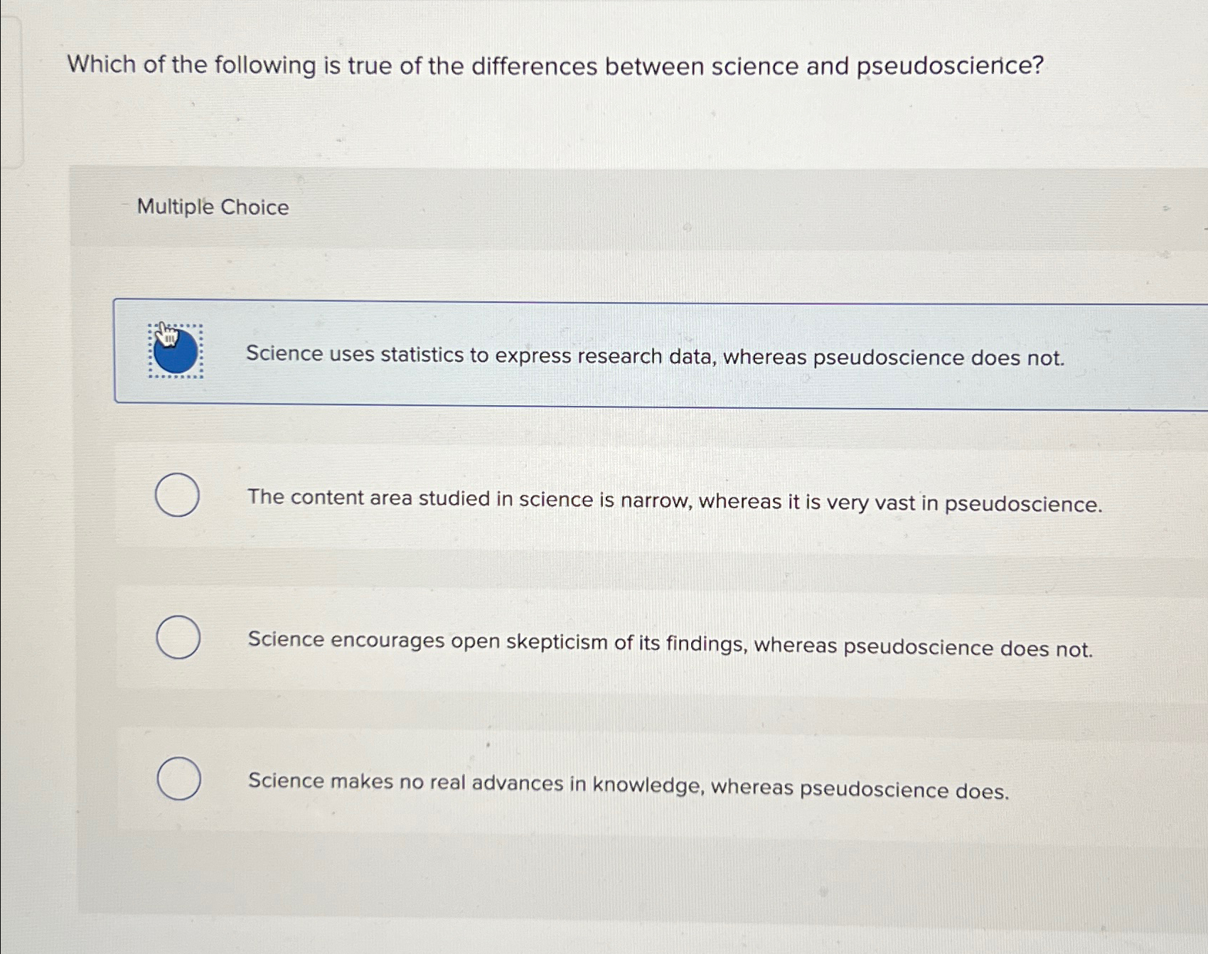 Solved Which of the following is true of the differences | Chegg.com