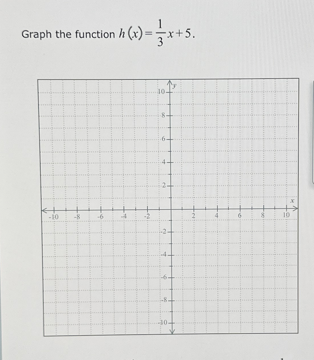 Solved Graph the function h(x)=13x+5.The graph is | Chegg.com