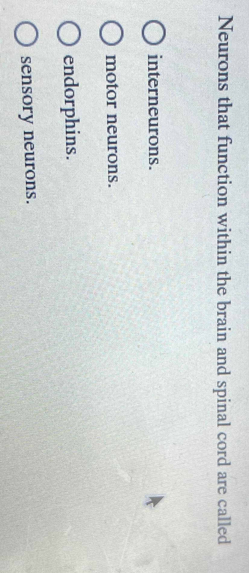 Solved Neurons that function within the brain and spinal | Chegg.com