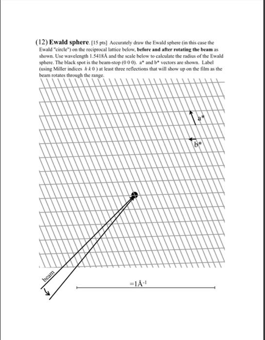 Solved (12) Ewald sphere. [15 pts) Accurately draw the Ewald | Chegg.com