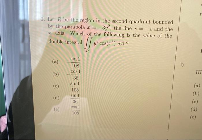 Solved 2. Let R be the region in the second quadrant bounded | Chegg.com