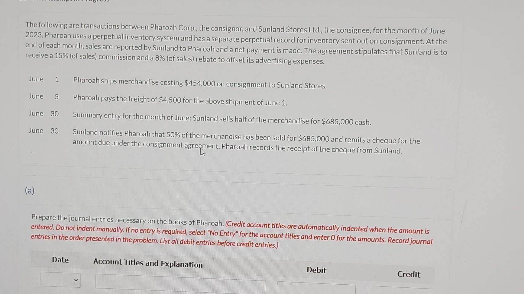 Solved The following are transactions between Pharoah Corp., | Chegg.com