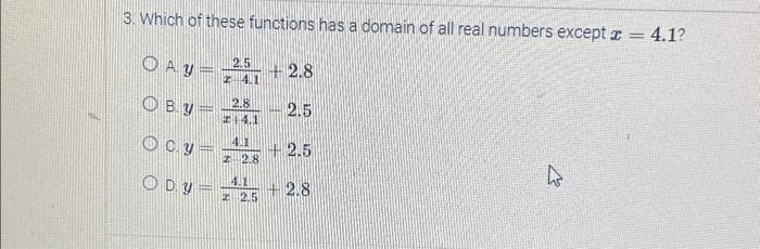 Solved Which of these functions has a domain of all real | Chegg.com