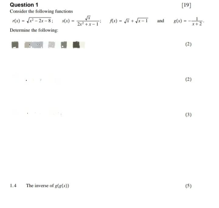 Solved Question 1 [19] Consider the following functions | Chegg.com