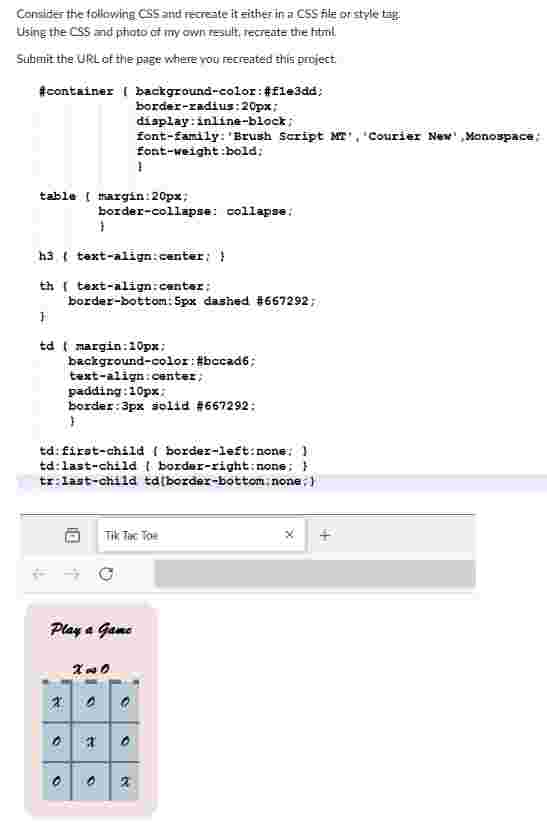 Solved Consider the following CSS and recreate it either in | Chegg.com
