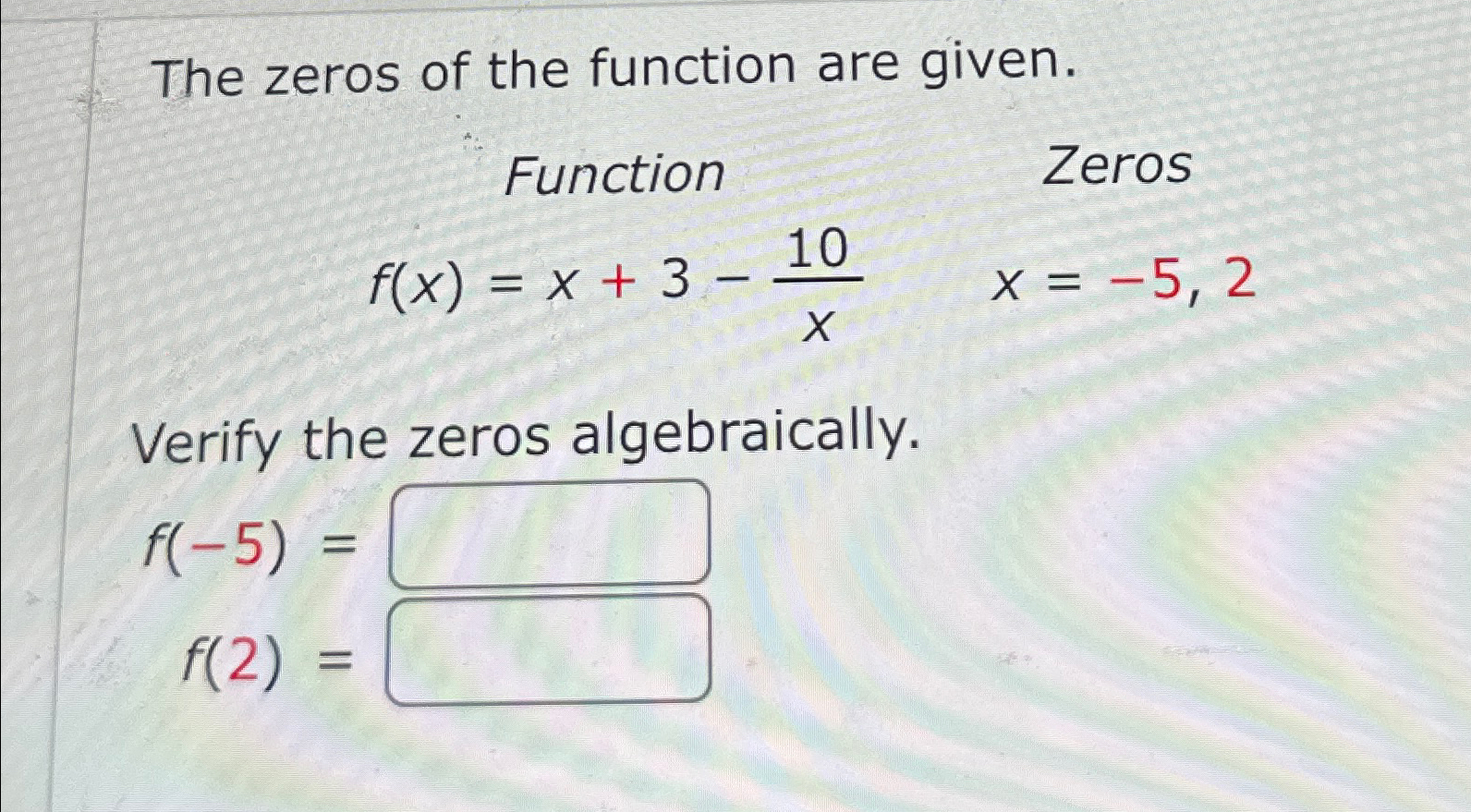 Solved The Zeros Of The Function Are