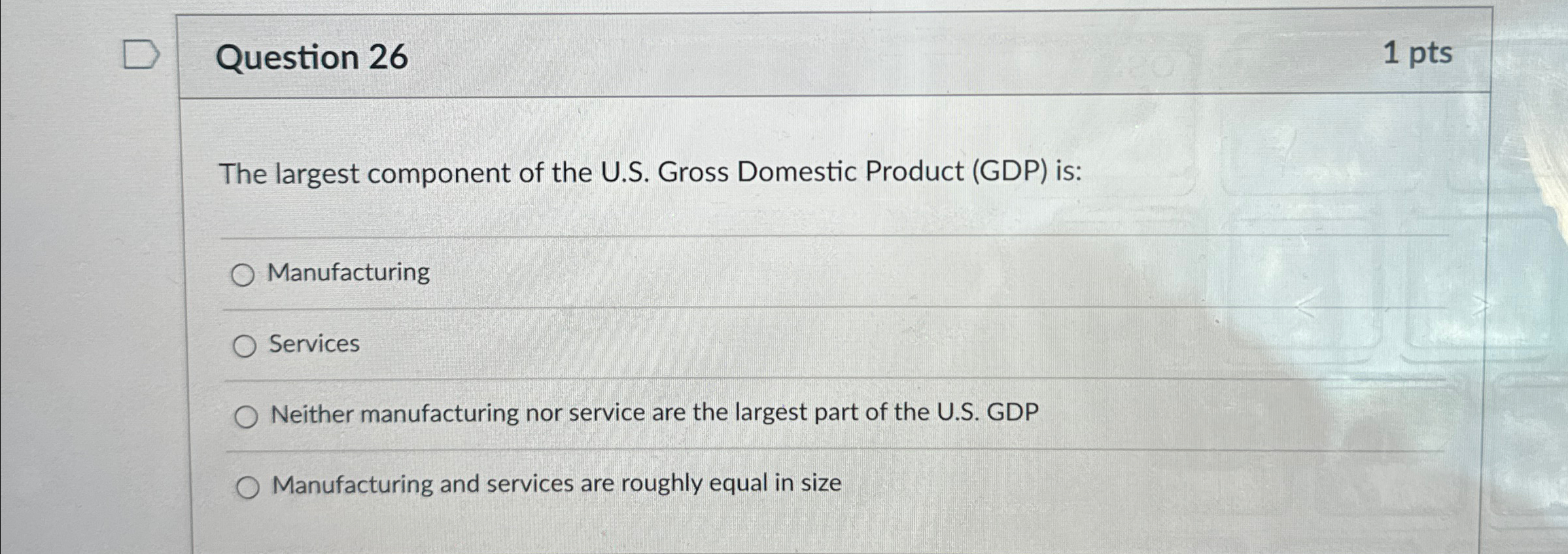 Solved Question 261ptsThe largest component of the U.S. | Chegg.com