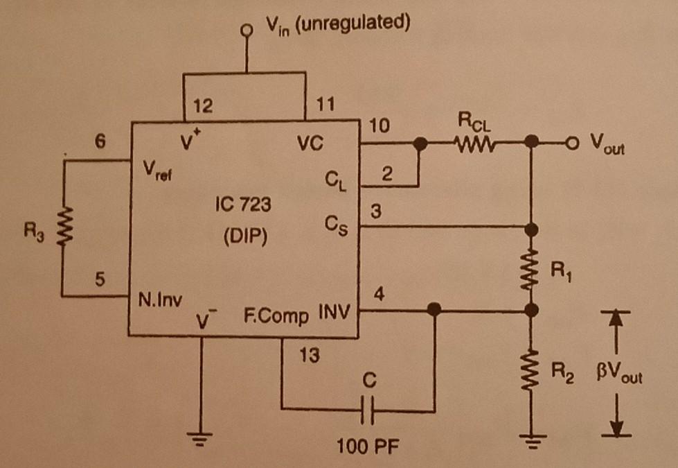 Solved Vin (unregulated) 11 12 V 10 ROL 6 VC W Vount Vret CL | Chegg.com