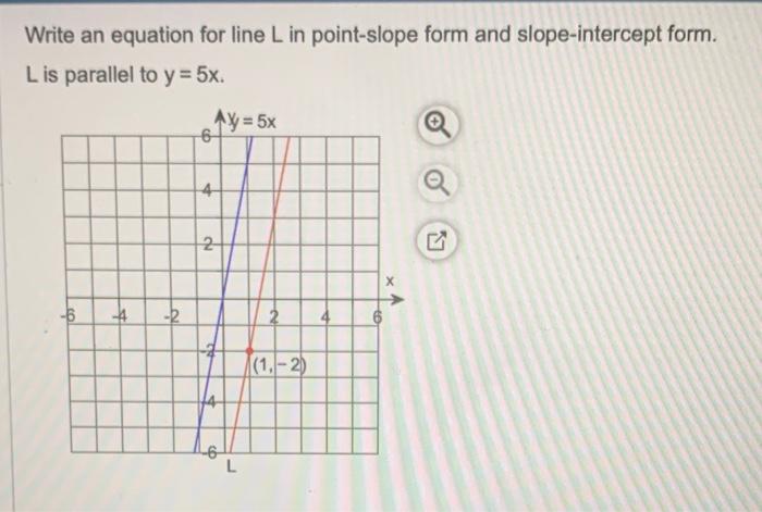 Solved Write an equation for line L in point-slope form and | Chegg.com