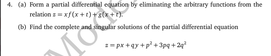 (a) ﻿Form a partial differential equation by | Chegg.com