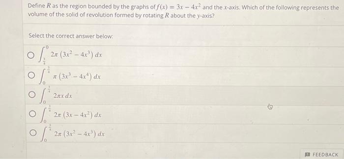 Solved Define R as the region bounded by the graphs of | Chegg.com