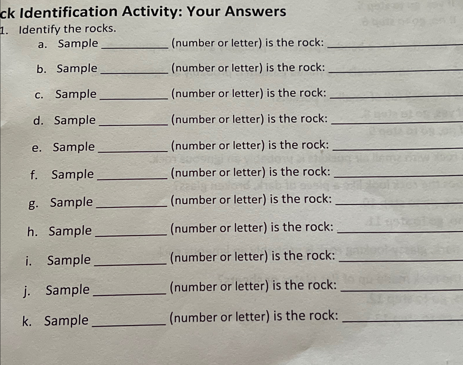 Solved Rock Identification Activity (Digital Version)Your | Chegg.com