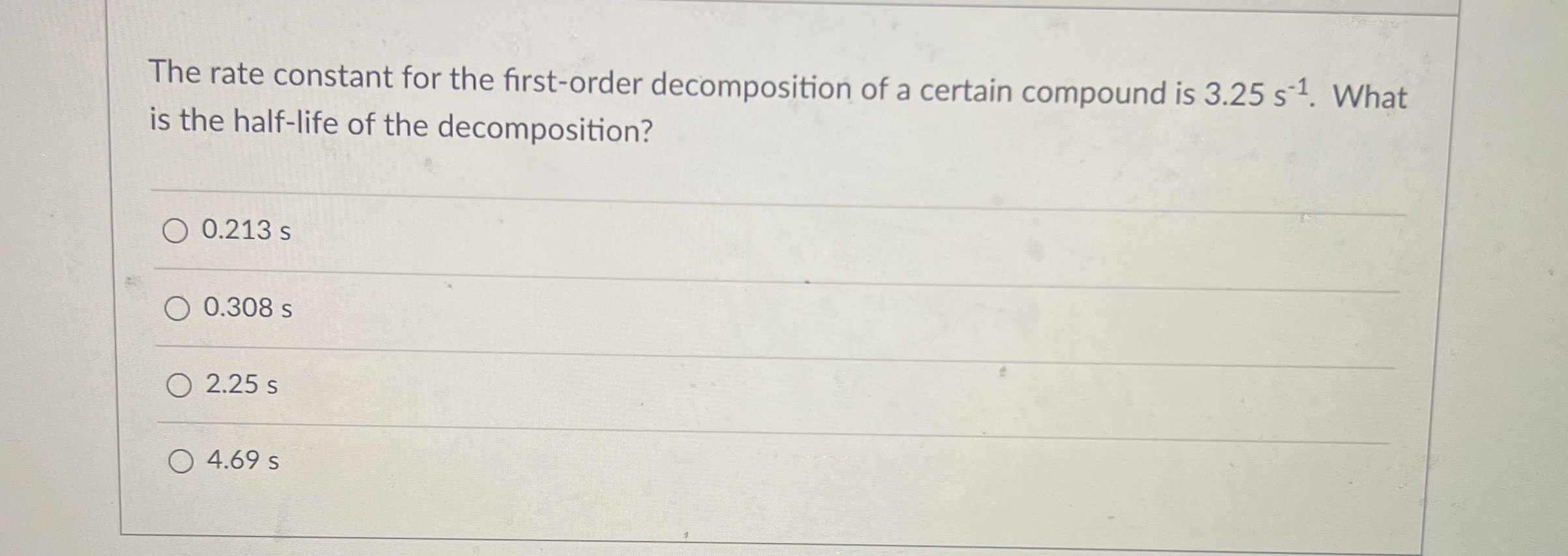 Solved The rate constant for the first-order decomposition | Chegg.com