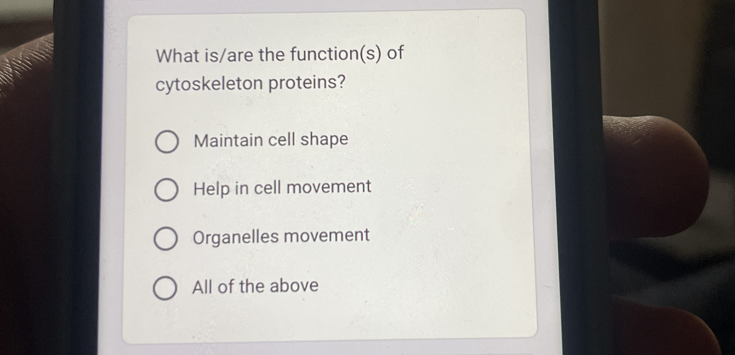 Solved What is/are the function(s) ﻿of cytoskeleton | Chegg.com