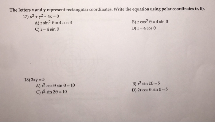 Solved The letters x and y represent rectangular | Chegg.com