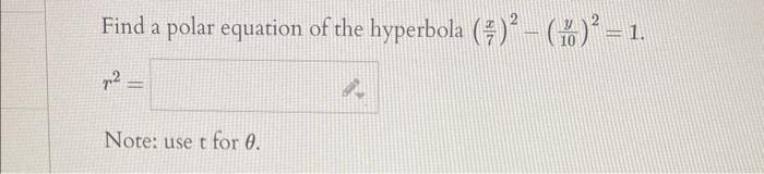 Solved Find a polar equation of the hyperbola | Chegg.com