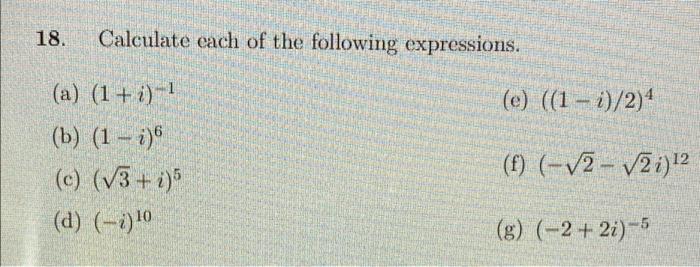 Solved 18. Calculate each of the following expressions. (c) | Chegg.com