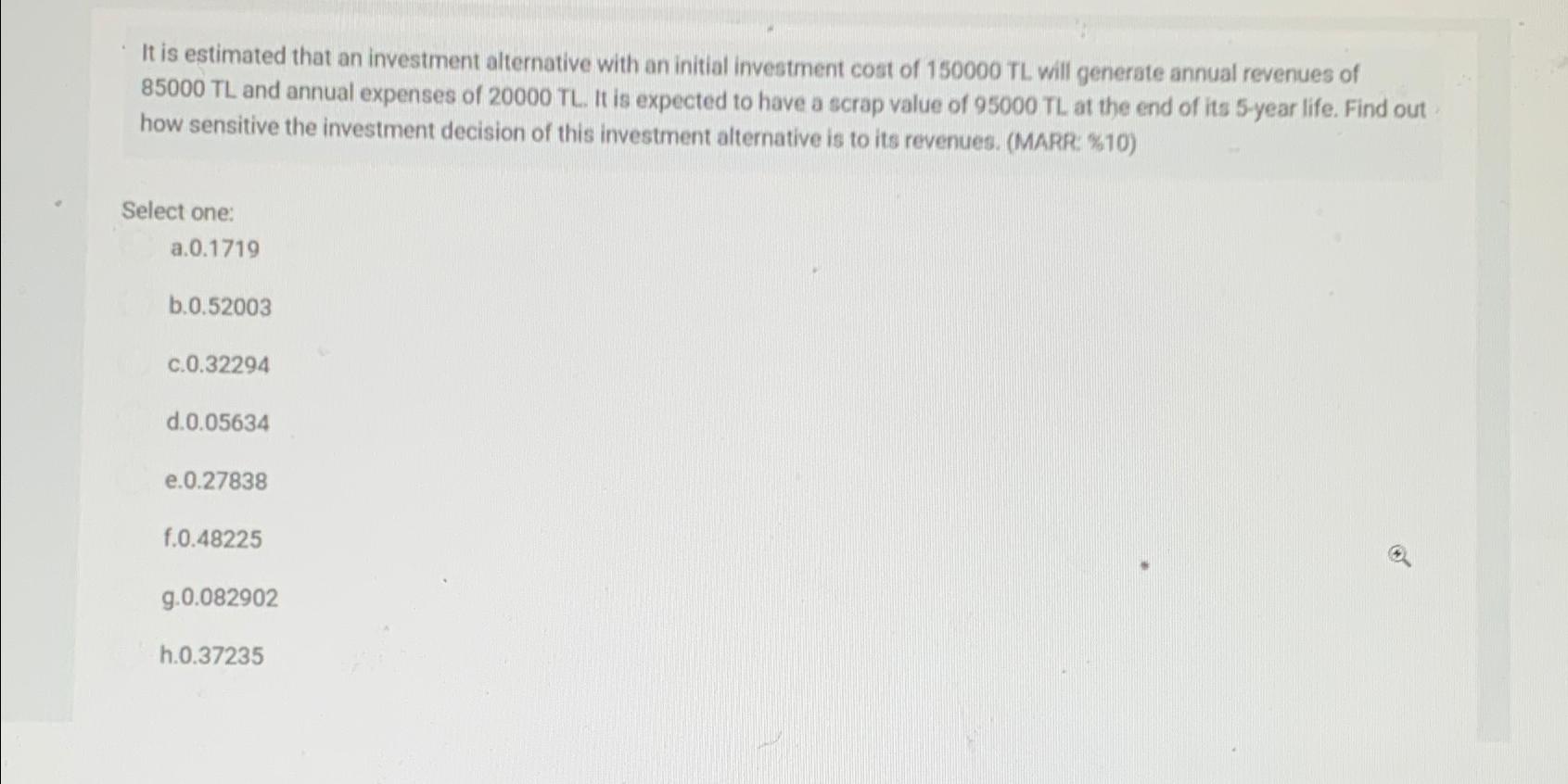 Solved It is estimated that an investment alternative with | Chegg.com