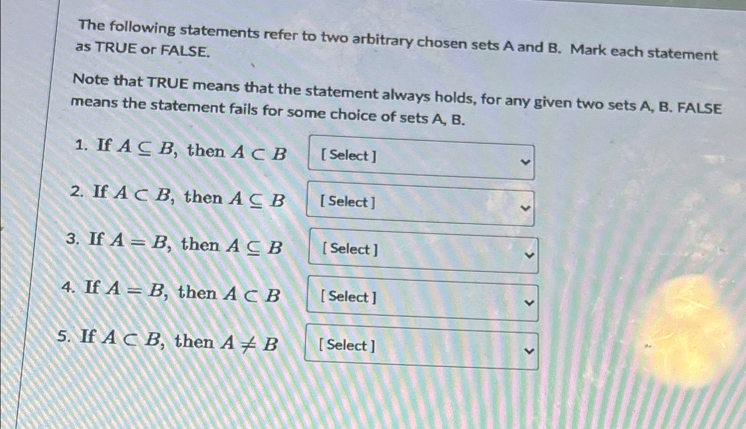 Solved The following statements refer to two arbitrary | Chegg.com
