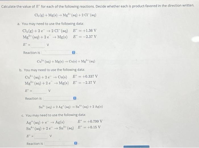 Solved e the value of E∗ for each of the following | Chegg.com