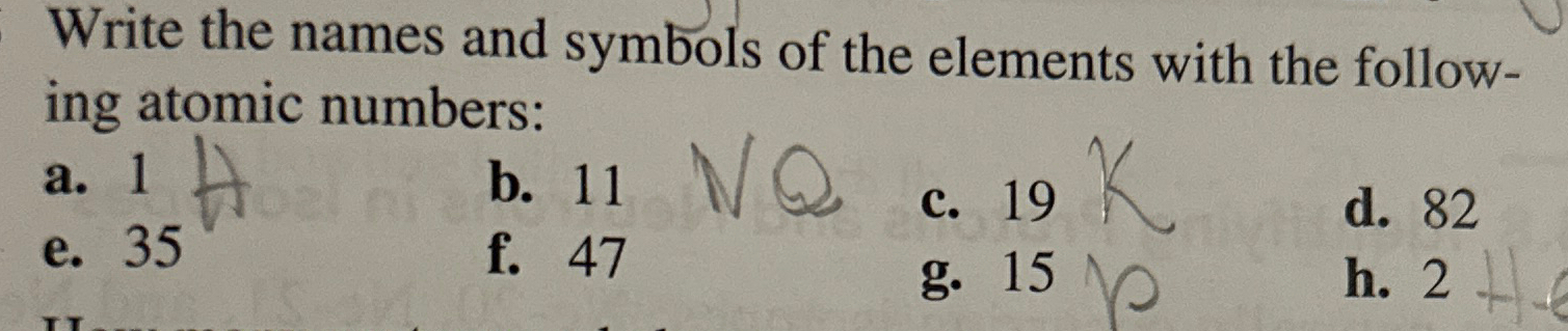 Solved Write the names and symbols of the elements with the | Chegg.com
