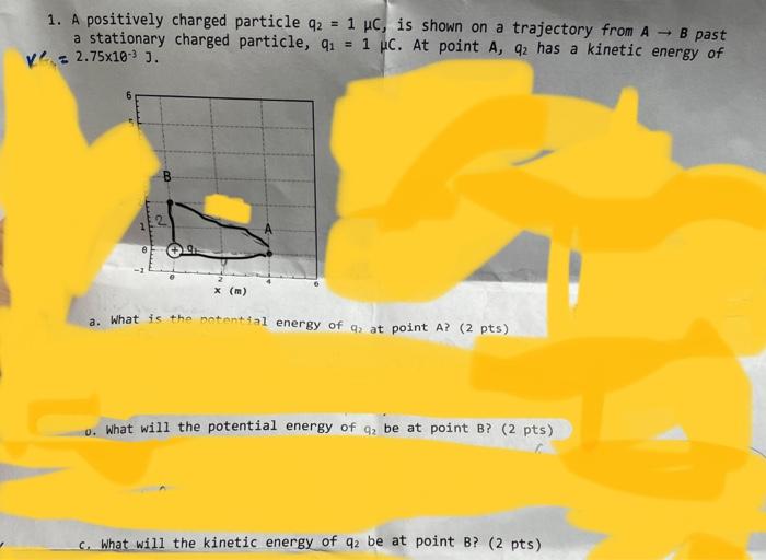 Solved 1. A positively charged particle q2=1μC, is shown on | Chegg.com