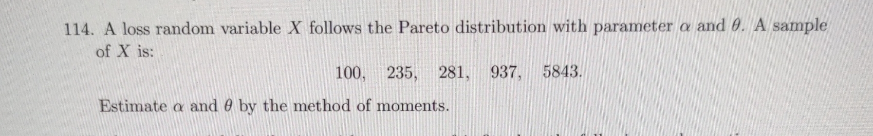 Solved A loss random variable x ﻿follows the Pareto | Chegg.com