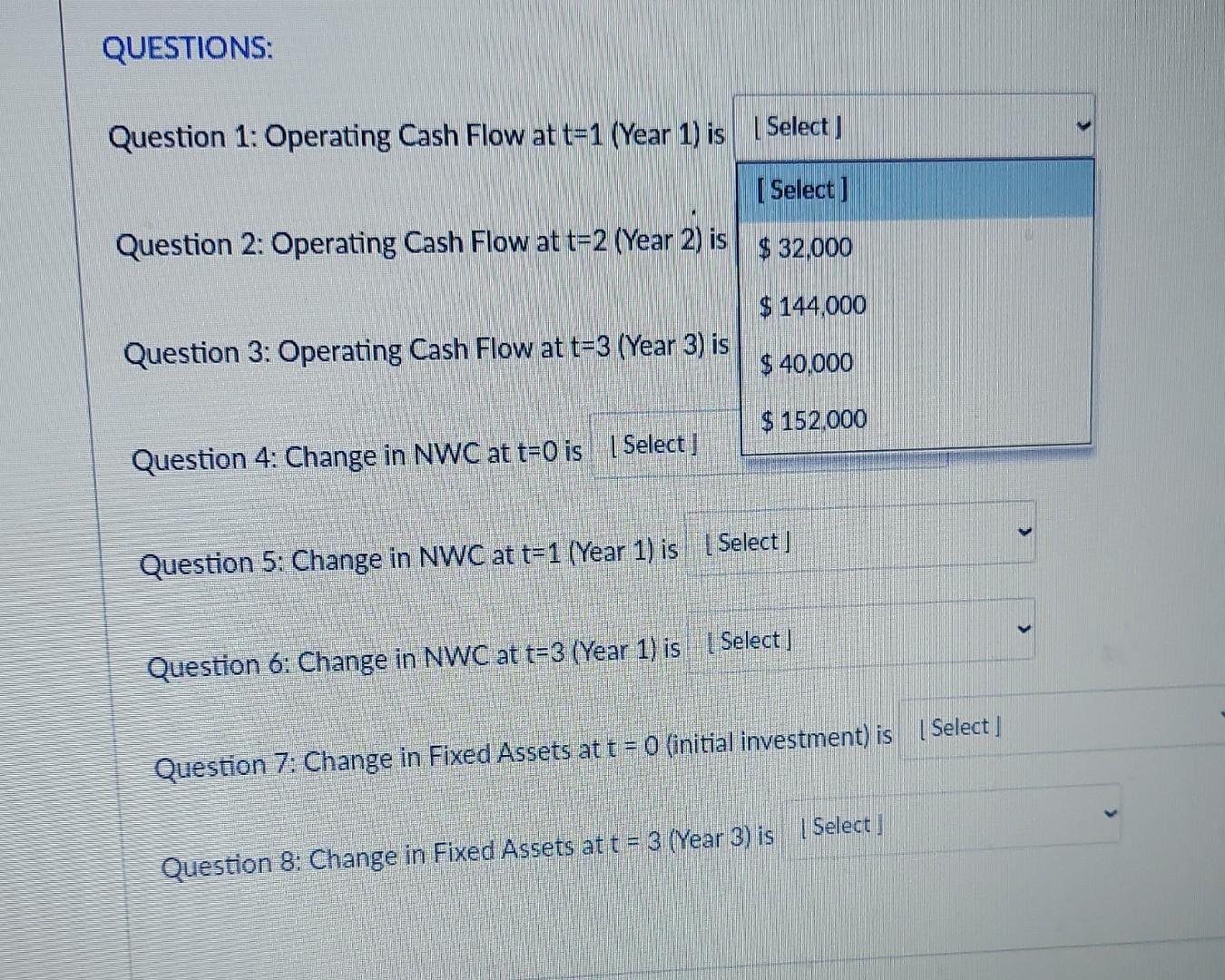 Solved THIS PROBLEM HAS 8 QUESTIONS. EACH QUESTION HAS 4 | Chegg.com