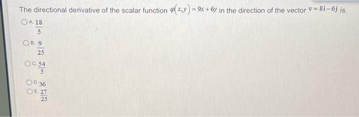 Solved The Directional Derivative Of The Scalar Function