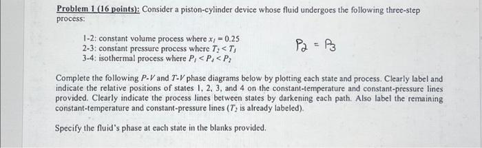 Problem 1 (16 points): Consider a piston-cylinder | Chegg.com