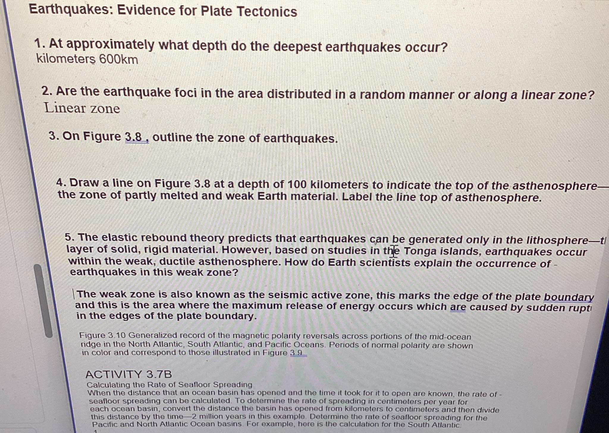 Solved Earthquakes: Evidence for Plate TectonicsAt | Chegg.com