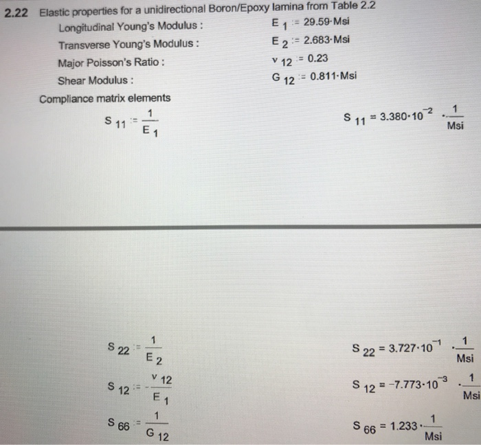 Solved 2.22 Find the six engineering constants for a 60° | Chegg.com