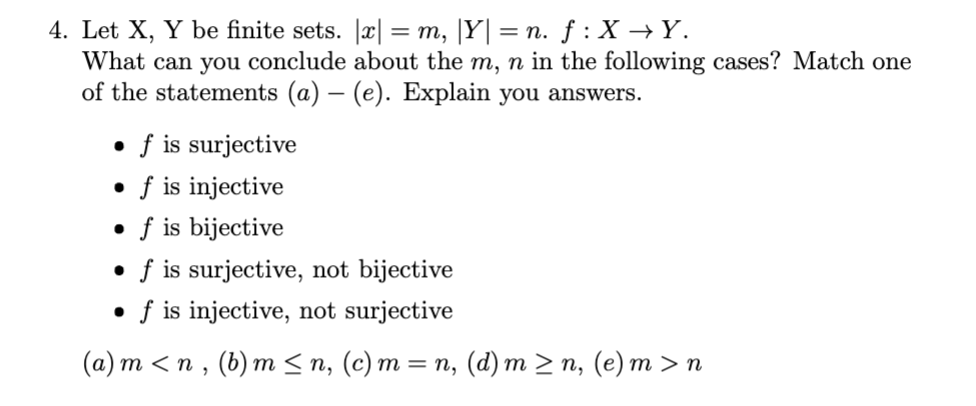 Let X, ﻿Y be finite sets. |x|=m,|Y|=n.f:x→Y.What can | Chegg.com