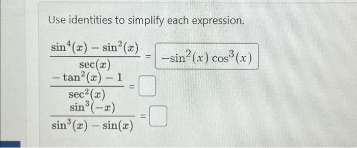 Solved Use identities to simplify each expression. sin (r) - | Chegg.com