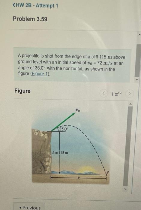 Solved A projectile is shot from the edge of a cliff 115 m | Chegg.com