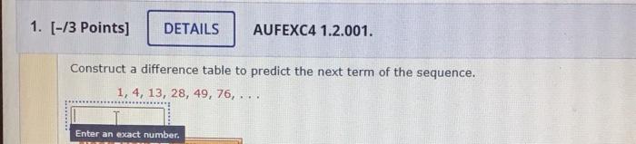Solved 1. [-/3 Points] DETAILS AUFEXC4 1.2.001. Construct a | Chegg.com