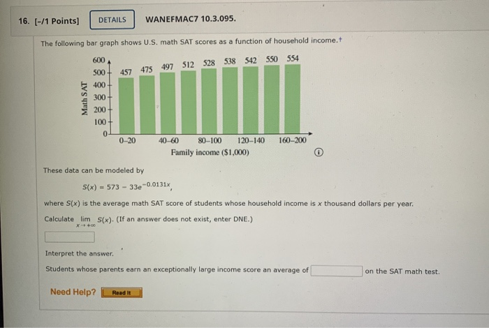 Solved 16. (-/1 Points] DETAILS WANEFMAC7 10.3.095. The | Chegg.com