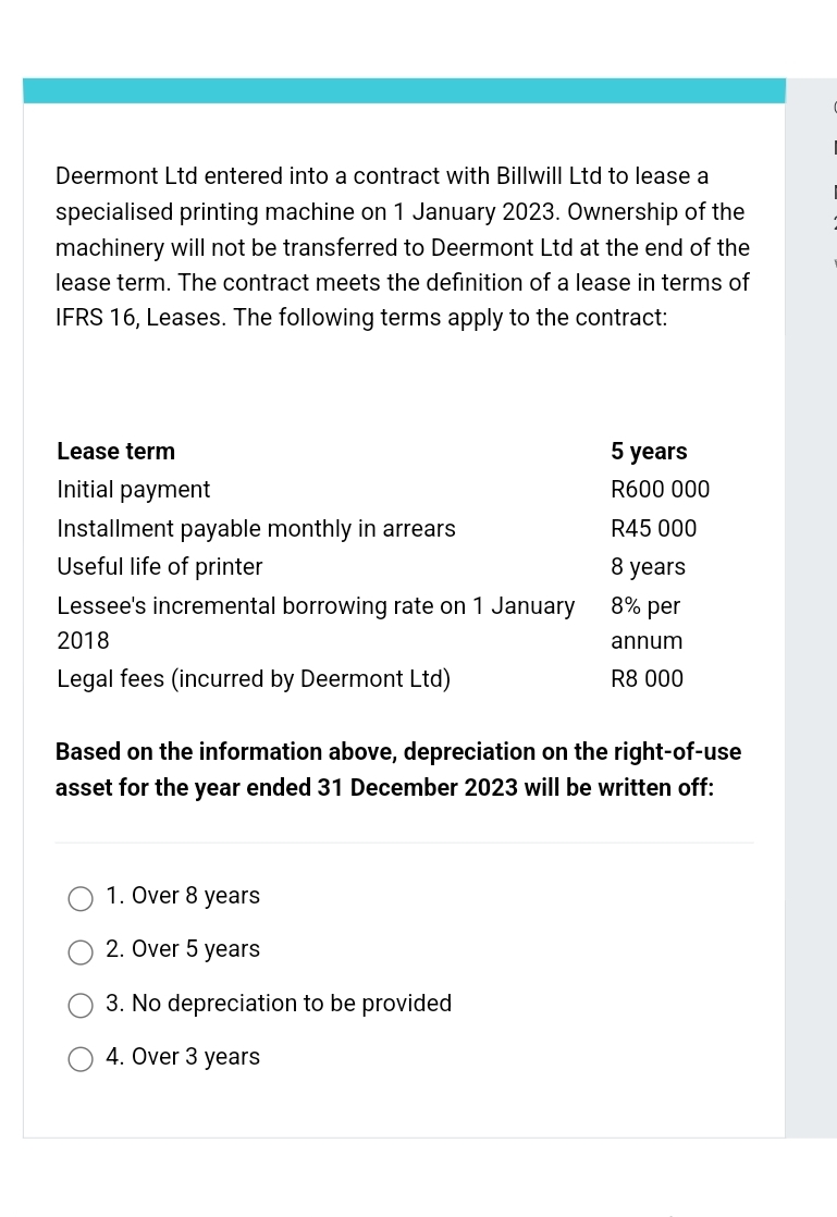 Solved Deermont Ltd entered into a contract with Billwill | Chegg.com