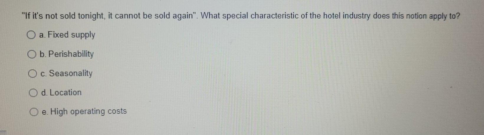 Solved "If it's not sold tonight, it cannot be sold again". | Chegg.com