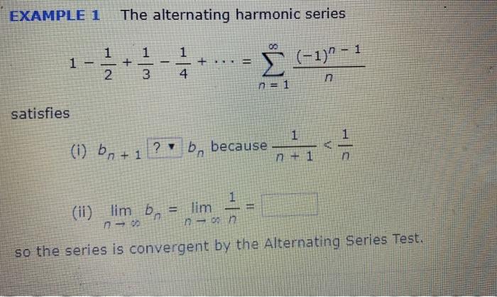 Solved EXAMPLE 1 The alternating harmonic series 00 1 1 1 1 | Chegg.com