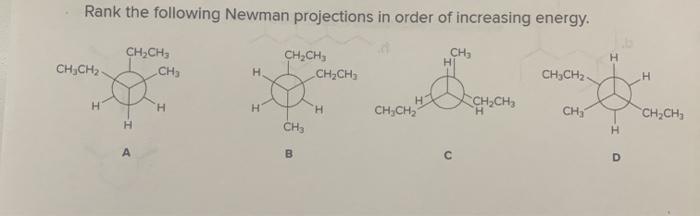 Solved Rank the following Newman projections in order of | Chegg.com