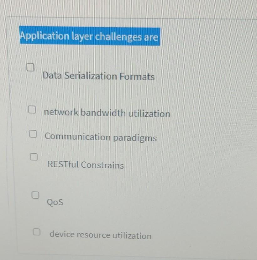 Solved Application layer challenges are 0 Data Serialization | Chegg.com