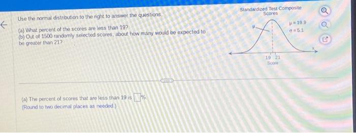 Solved Use the normal distribution to the right to answer | Chegg.com