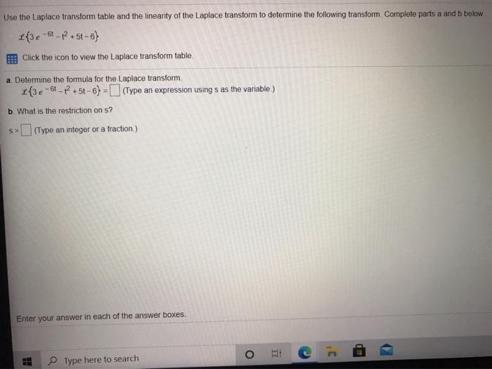 Solved Use the Laplace transform table and the linearity of | Chegg.com