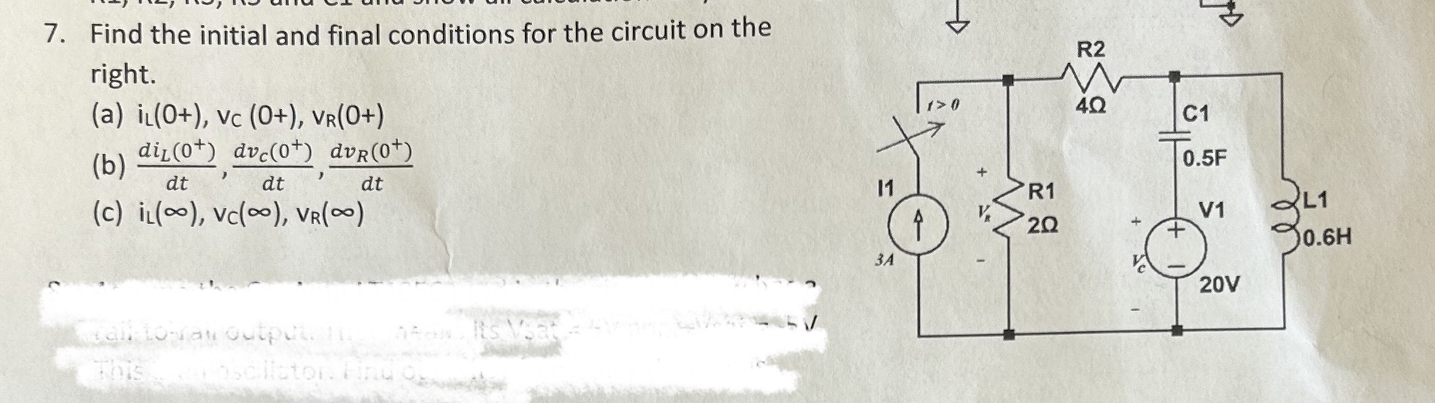 Solved Find the initial and final conditions for the circuit | Chegg.com