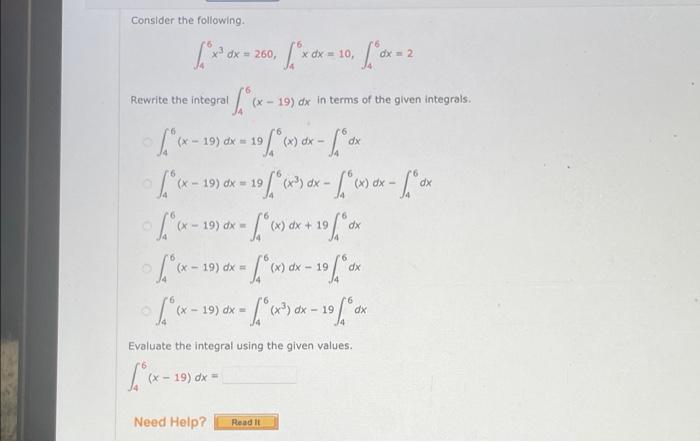 Solved Consider the following = , 16 Rewrite the integral (x | Chegg.com